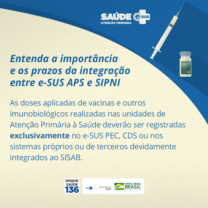 Entenda a importância e os prazos da integração entre e-SUS APS e SIPNI ...
